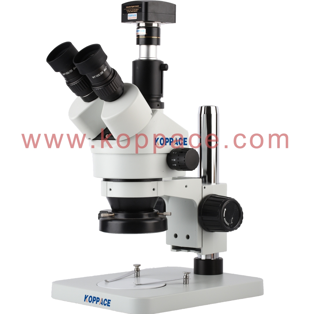 KOPPACE 5MP,USB 2.0 Microscope Camera,Trinocular Stereo Zoom Microscope,WF10X/20 Eyepieces,3.5X ...