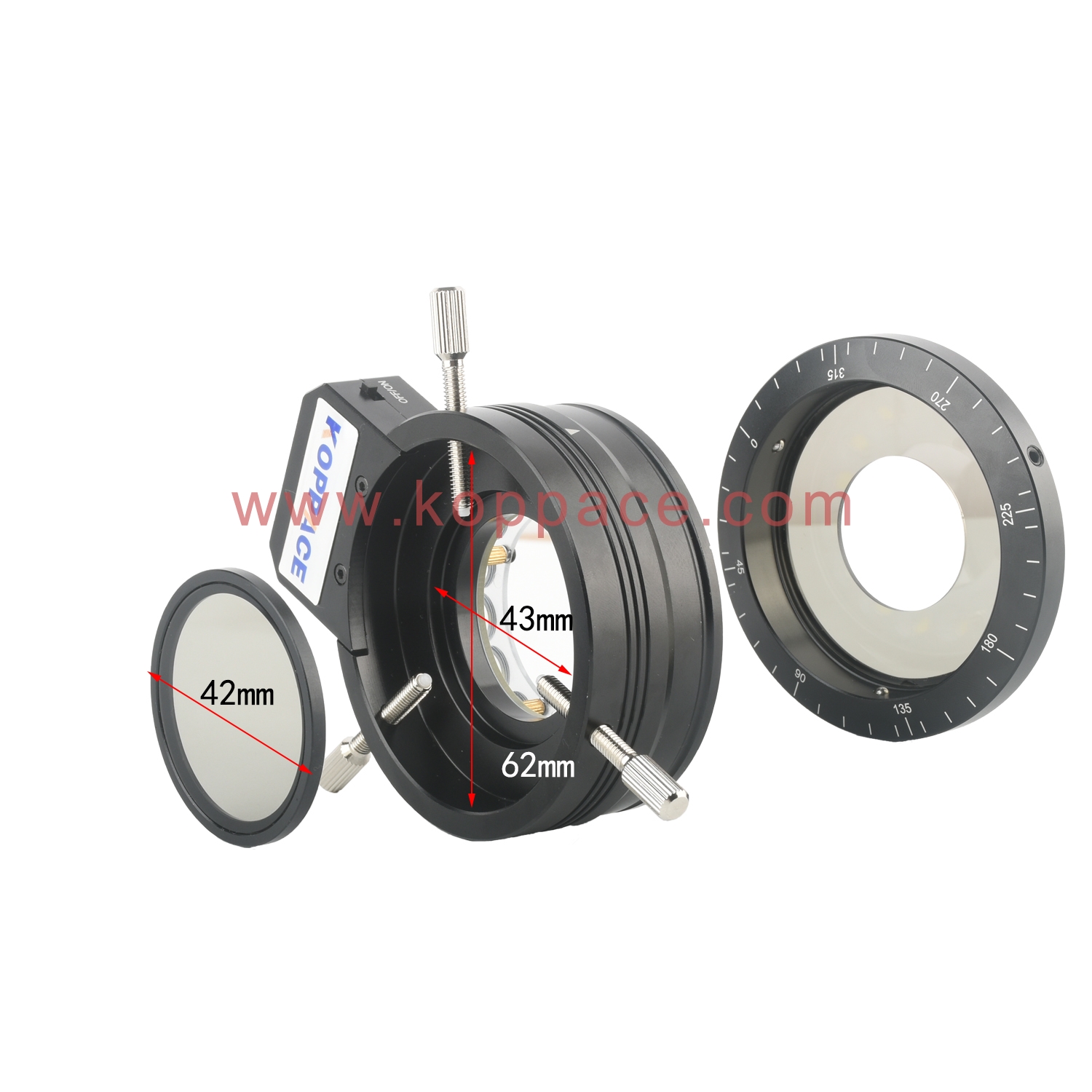 KOPPACE Microscope Ring Light Llluminator Microscope Polarized 16 LED ...