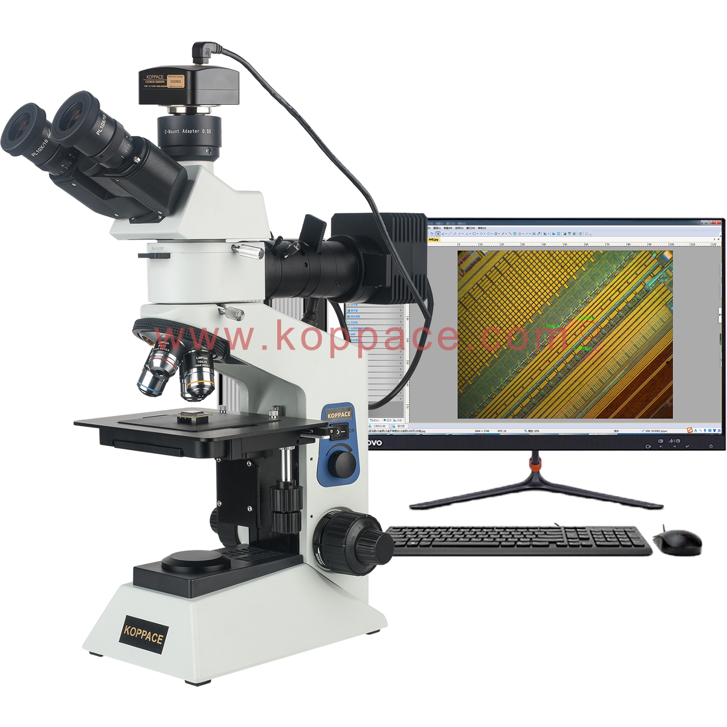 KOPPACE 182X-1820X Electron Metallurgical Microscope 12 Million Pixels USB2.0 Camera Provide ...