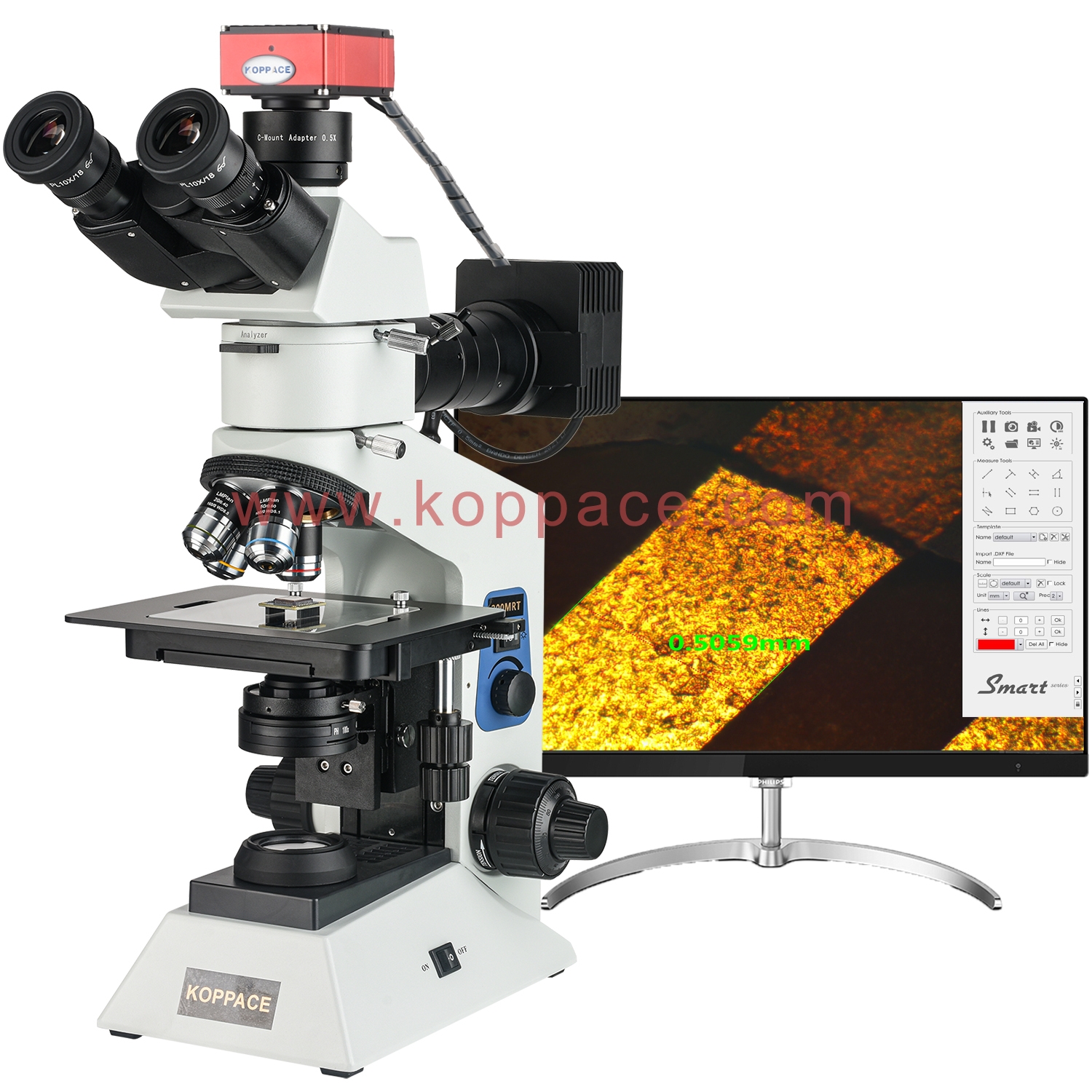 KOPPACE 170X-1700X Electron Metallurgical Microscope 2 Million Pixels HDMI Camera Upper and ...
