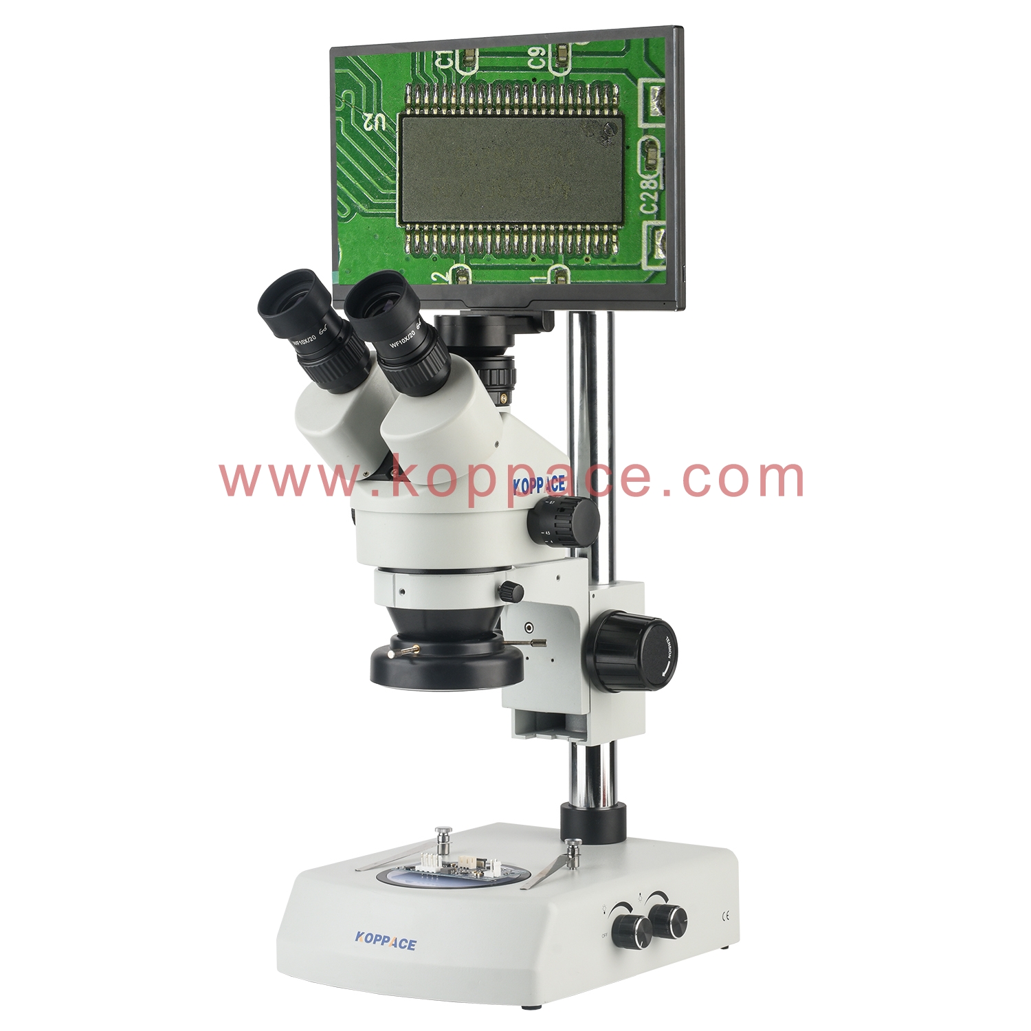 KOPPACE 14X-93X Stereo Microscope With Bottom Light Source 11.6-Inch HD ...