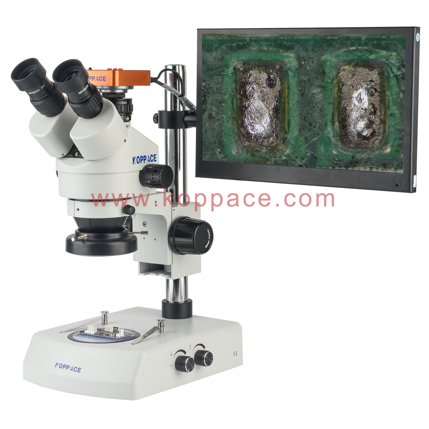 KOPPACE 15X-98X Stereo Electron Microscope 13.3-inch Monitor Upper and ...