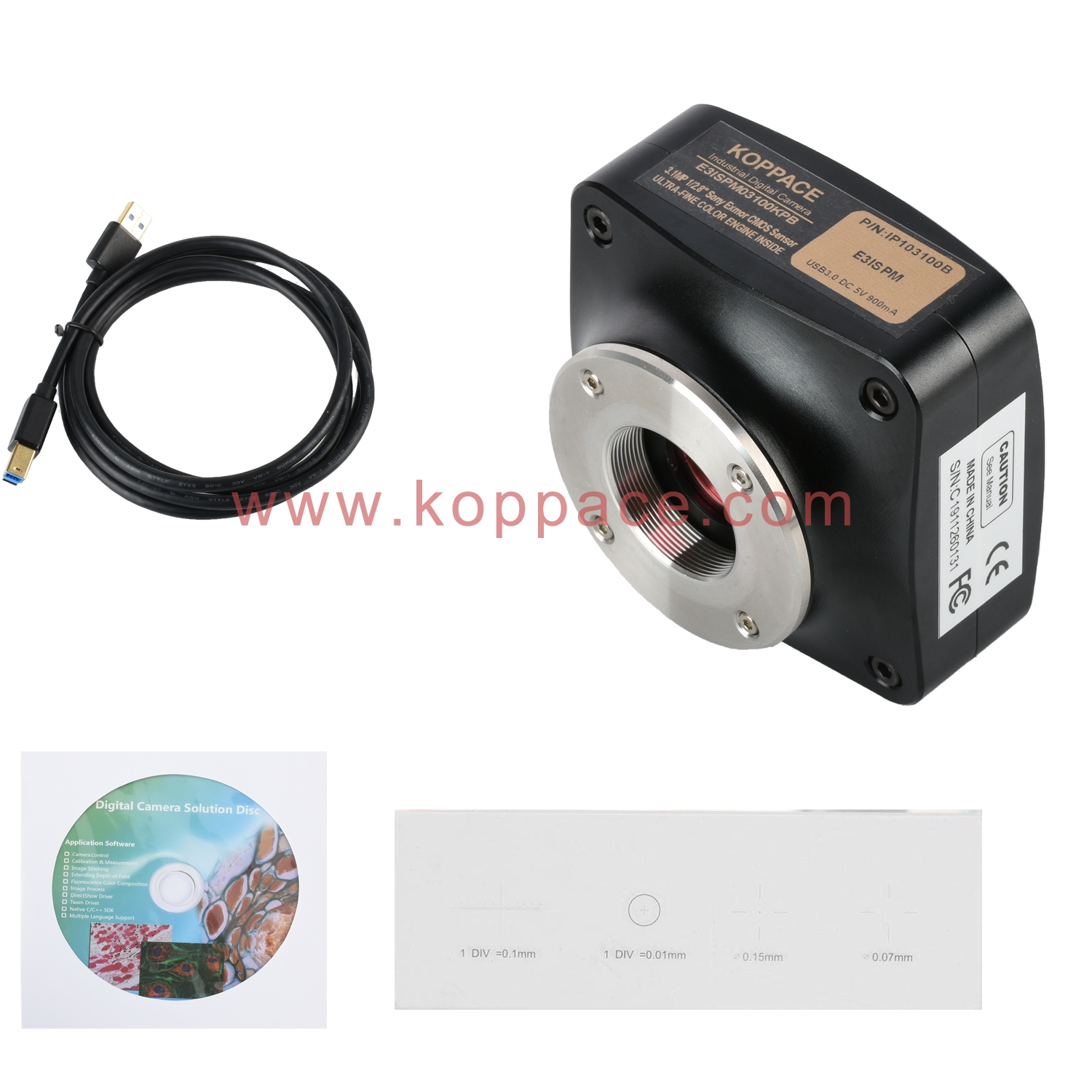 KOPPACE 3 MP Industrial Microscope Camera USB3.0 Provide Image Measurement Software Support ...