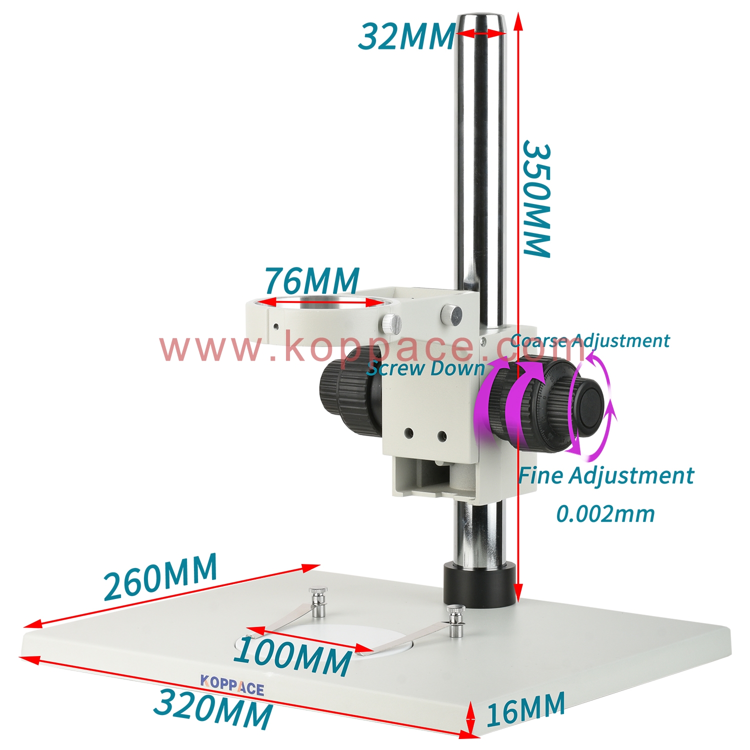 KOPPACE Microscope Bracket,Plate Size 320X260,Column height 350mm,Fine ...