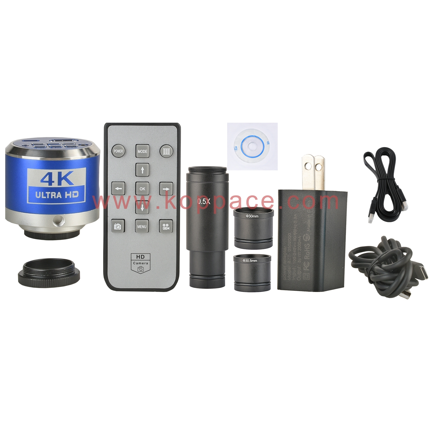 KOPPACE 4k Microscope Industrial Camera HDMI/Type-C Output,With 23.2mm to 30 and 30.5mm ...