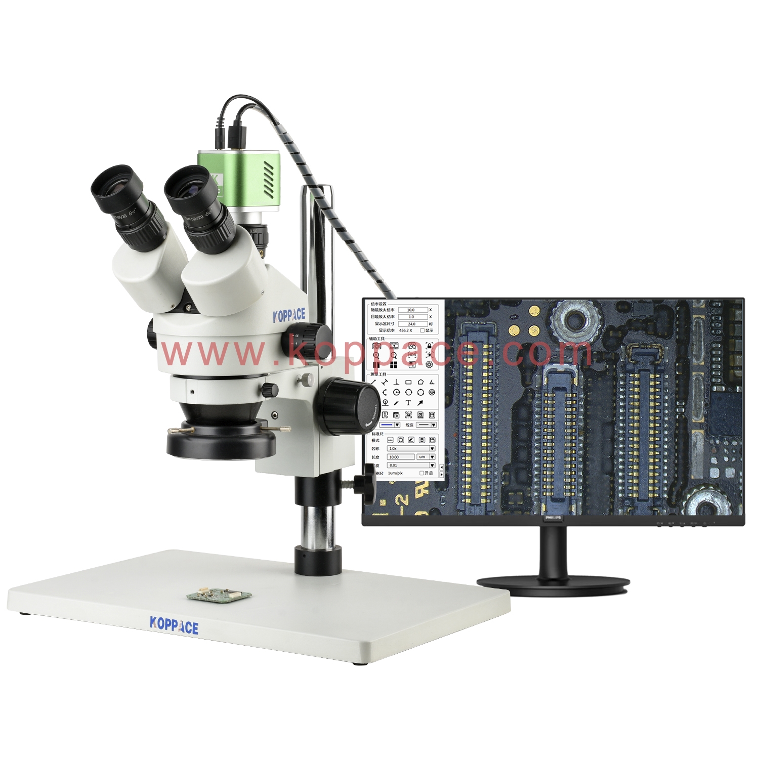 KOPPACE 3.5X-180X Trinocular Stereo Electron Microscope 4K HD Camera ...