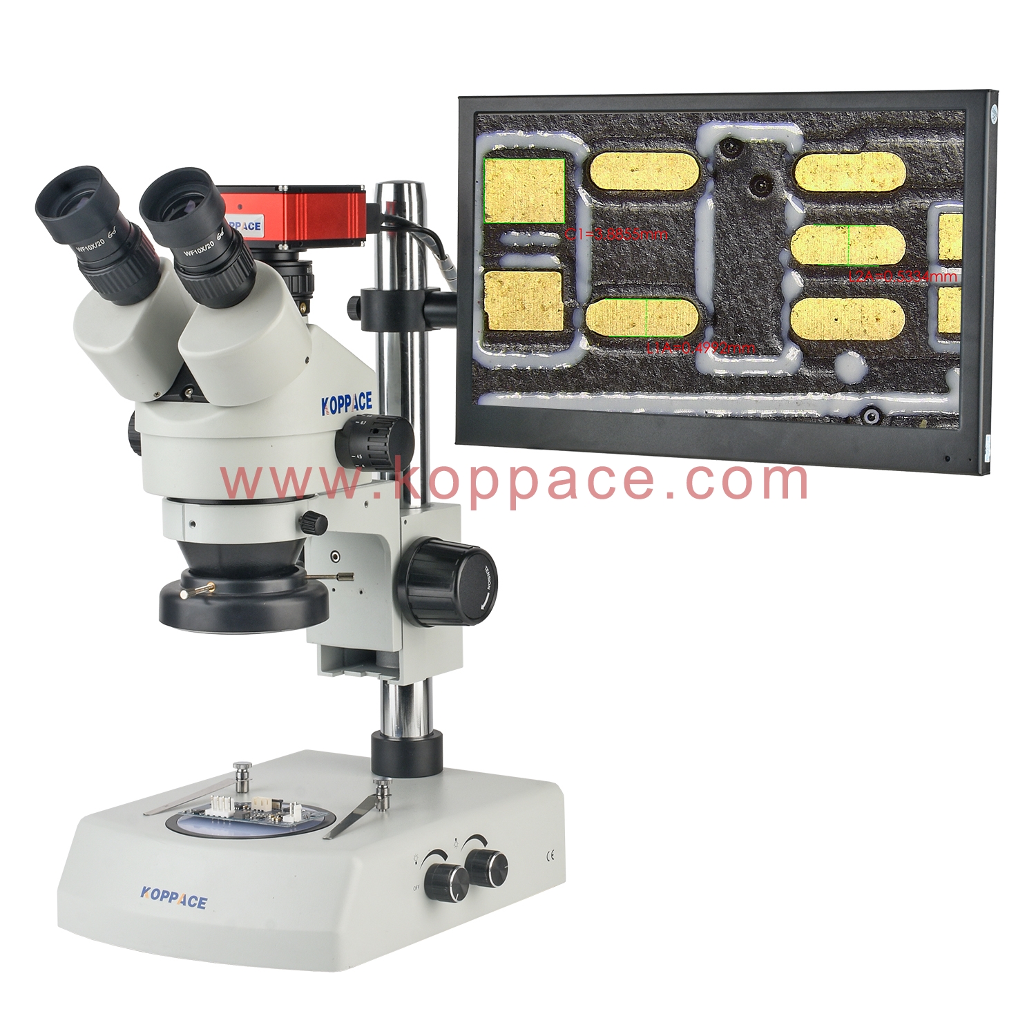 KOPPACE 14X-95X Trinocular Stereo Measuring Electron Microscope Up and ...