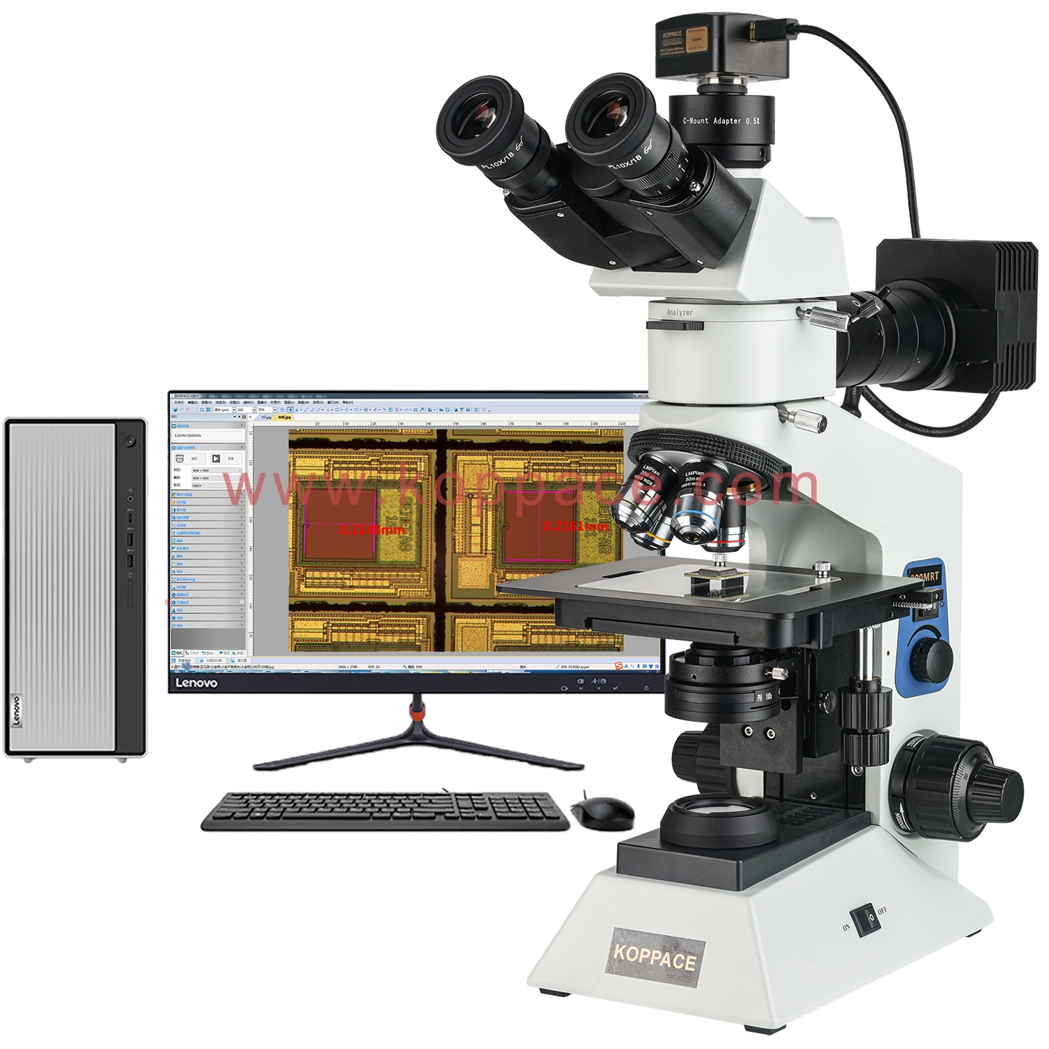 KOPPACE 177X-1772X Electronic Measuring Metallographic Microscope 25 MP ...