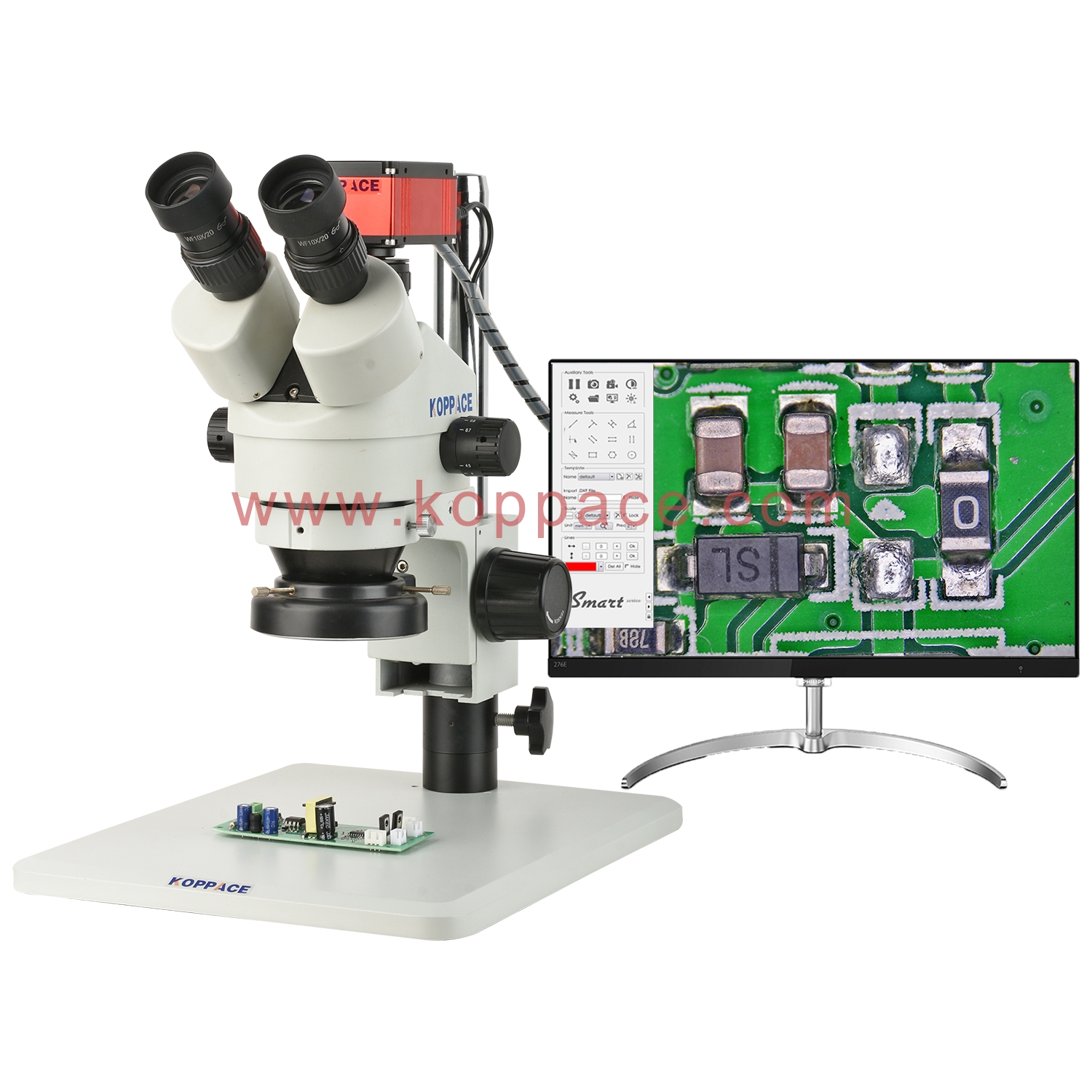 KOPPACE27X-174X Trinocular Stereo Measurement Microscope 4K HD Camera ...