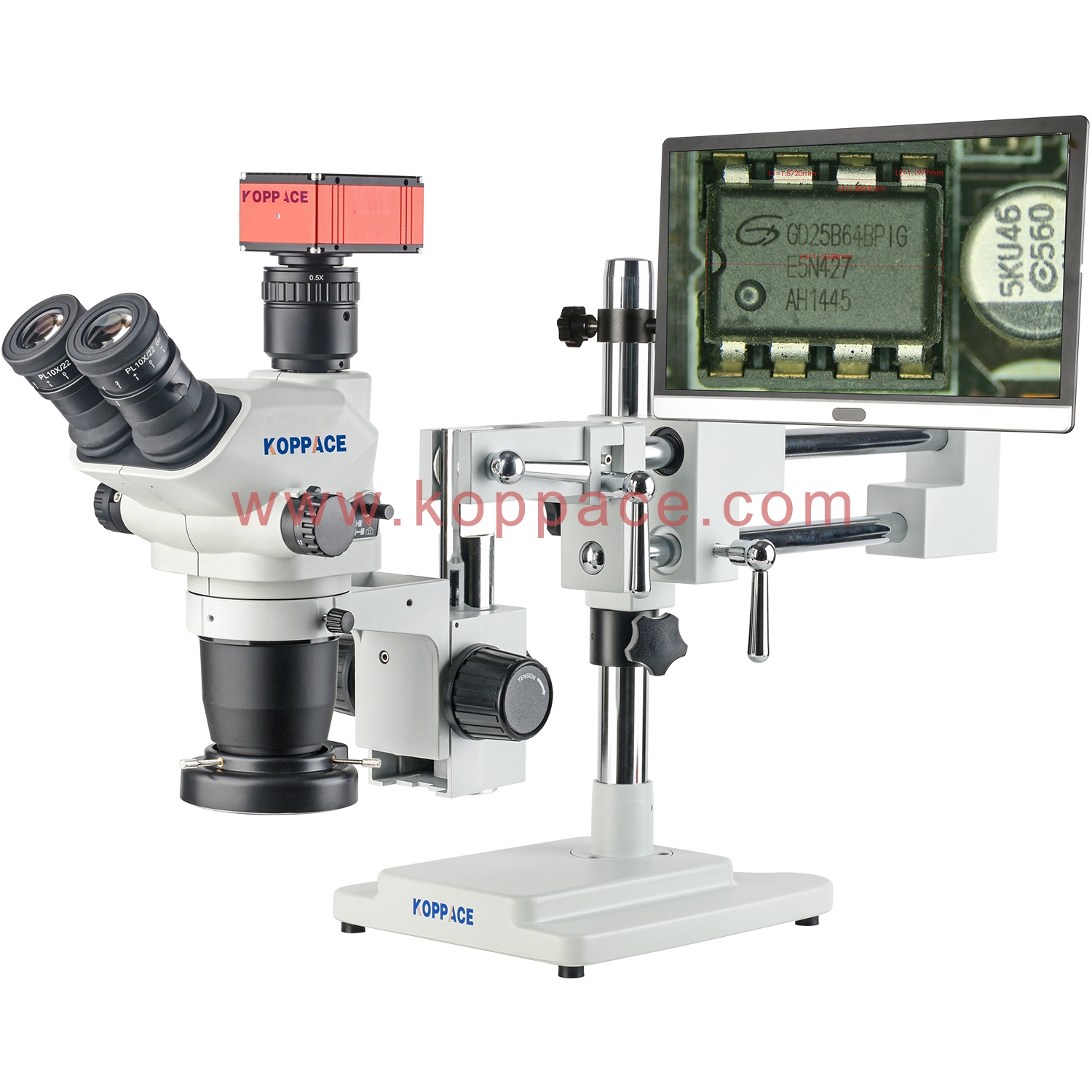 KOPPACE 15X-100X Trinocular Stereo Measurement Electron Microscope 4K ...